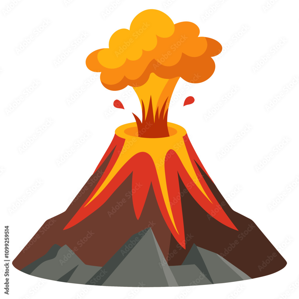 volcano eruption with lava clipart Cartoon Illustration drawing Stock ...