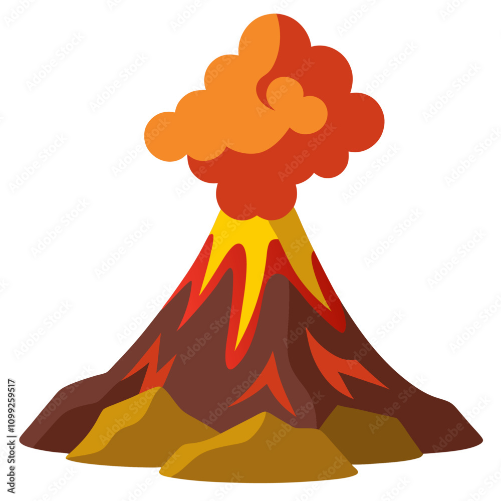 volcano eruption with lava clipart Cartoon Illustration drawing Stock ...