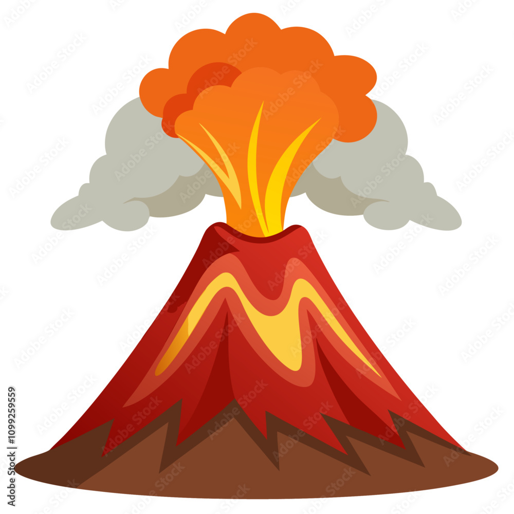 volcano eruption with lava clipart Cartoon Illustration drawing Stock ...