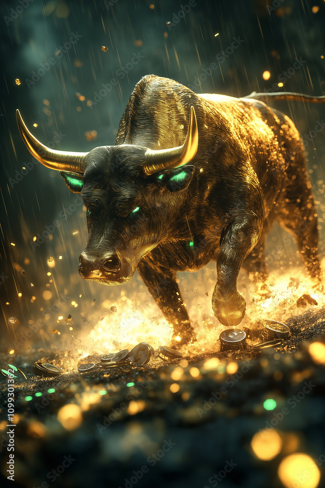 Digital Bull Run: A Powerful Cybernetic Bull Forged from Circuit Boards ...