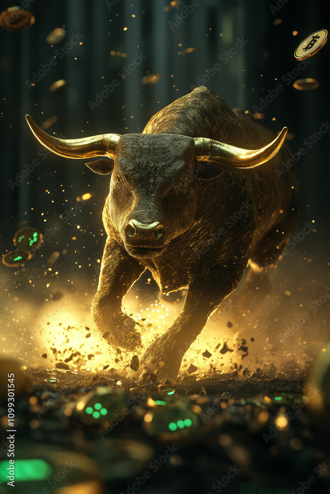 Digital Bull Run: A Powerful Cybernetic Bull Forged from Circuit Boards ...