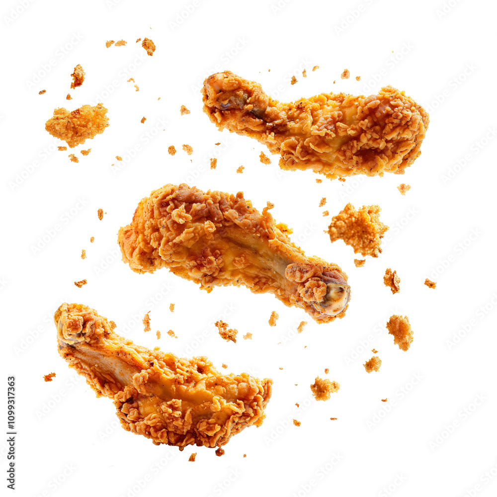 Flaying fried chicken nuggets isolated on transparent background Remove ...