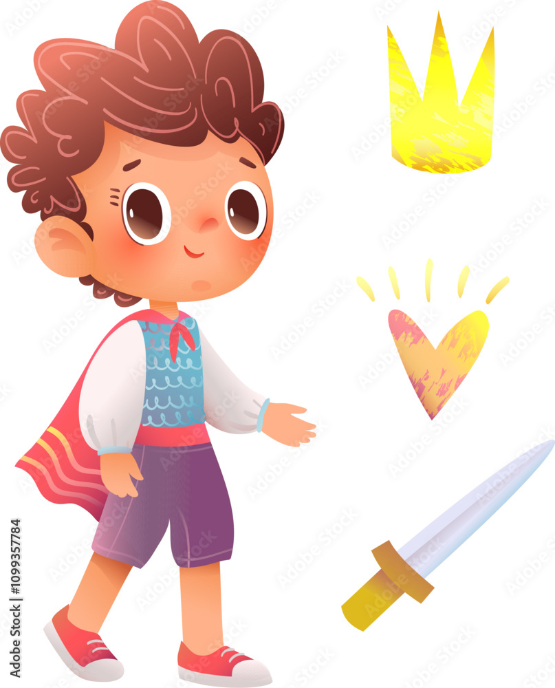 Little prince boy character design. Boy child wearing Prince costume ...