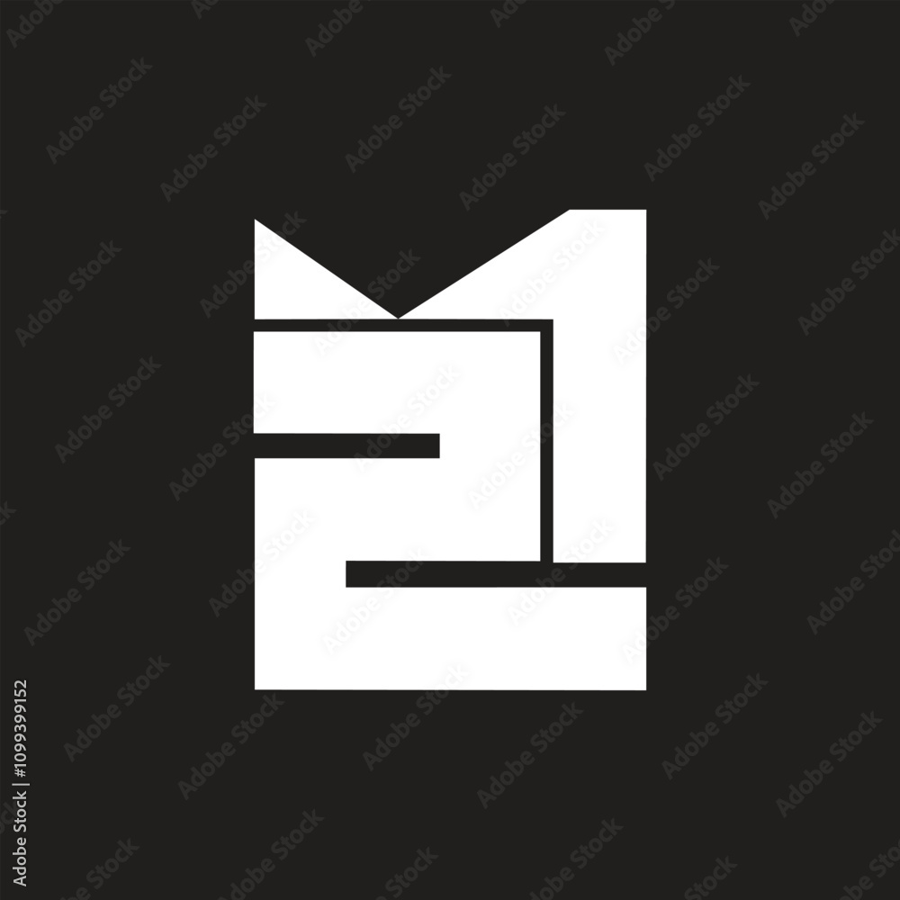 2M - two million, simple and easy flat icon logo design white color on ...