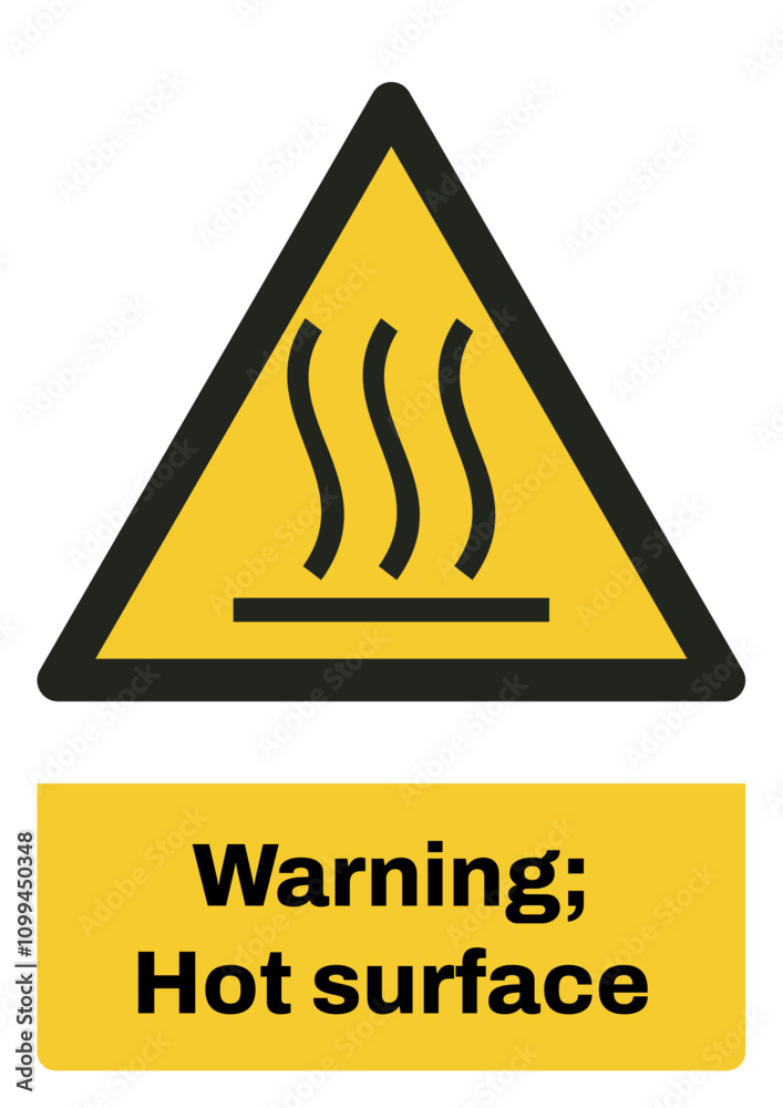 ISO warning safety signs sentence case text_warning ; hot surface ...