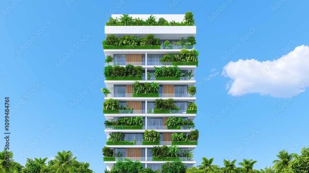 A contemporary structure featuring green walls, windows, and wooden ...