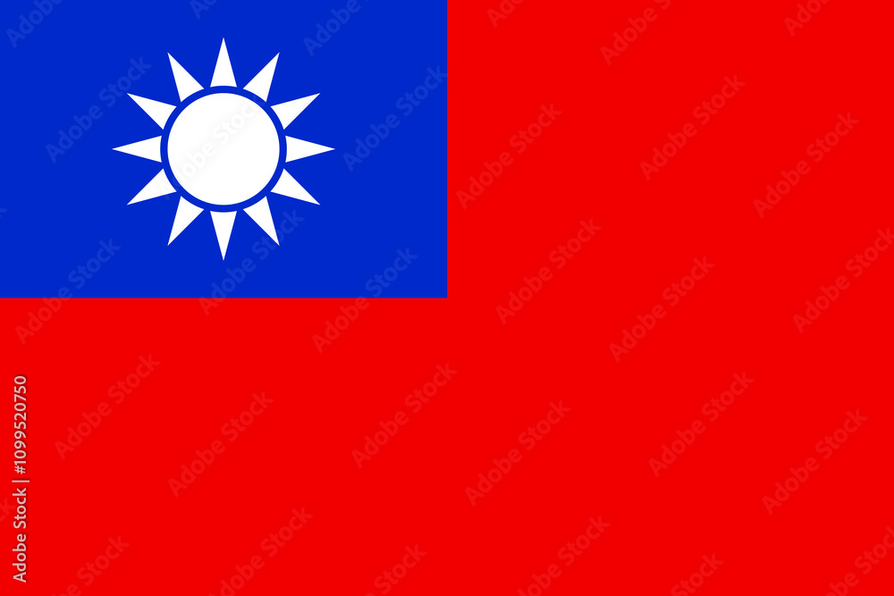 Taiwan flag in official colors, dimensions and aspect ratio. Vector ...