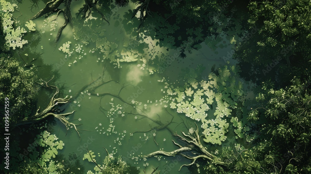 DnD Battlemap battlemap in toxic bog - Surrounded by greenery ...