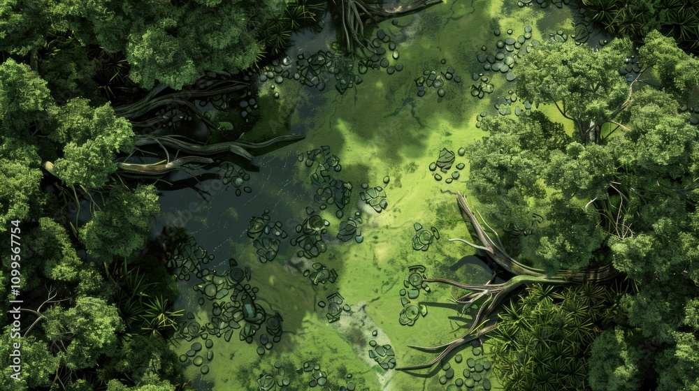 DnD Battlemap battlemap in toxic bog - Surrounded by greenery ...