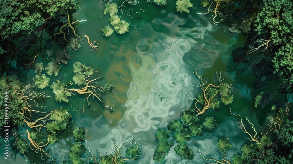 DnD Battlemap battlemap in toxic bog - Surrounded by greenery ...