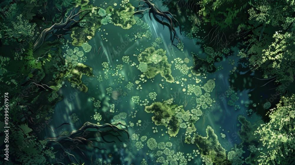 DnD Battlemap battlemap in toxic bog - Surrounded by greenery ...