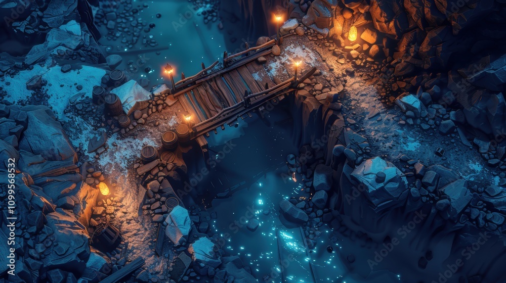 DnD Battlemap underground, river, battlemap, mysterious, dark, terrain ...