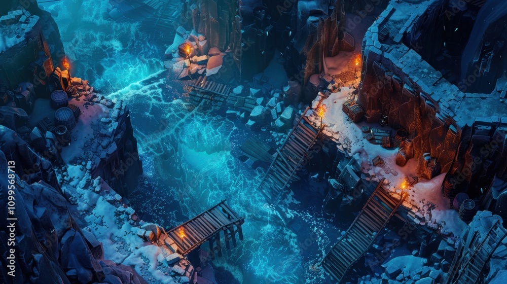 DnD Battlemap underground, river, battlemap, mysterious, dark, terrain ...
