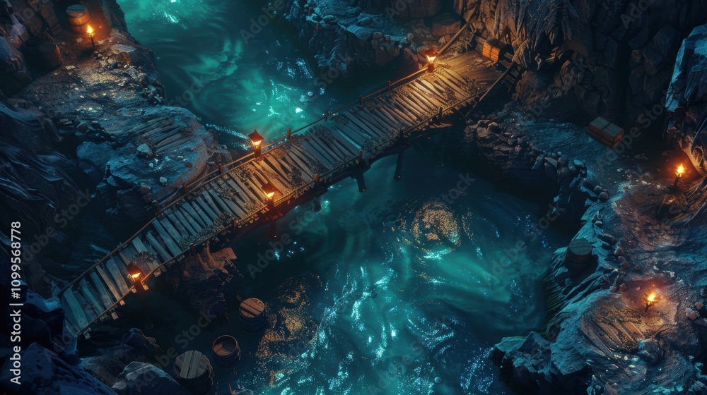 DnD Battlemap underground, river, battlemap, mysterious, dark, terrain ...