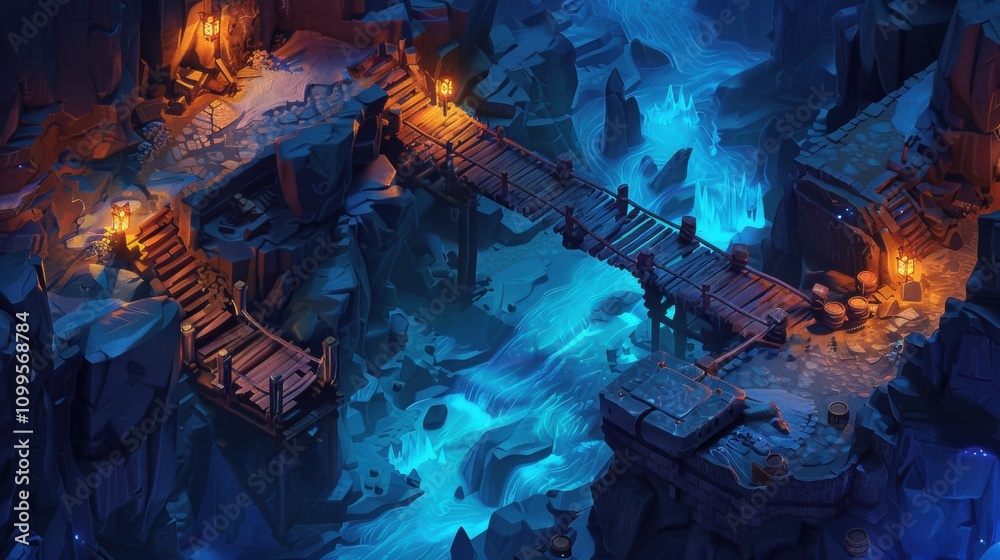 DnD Battlemap underground, river, battlemap, mysterious, dark, terrain ...