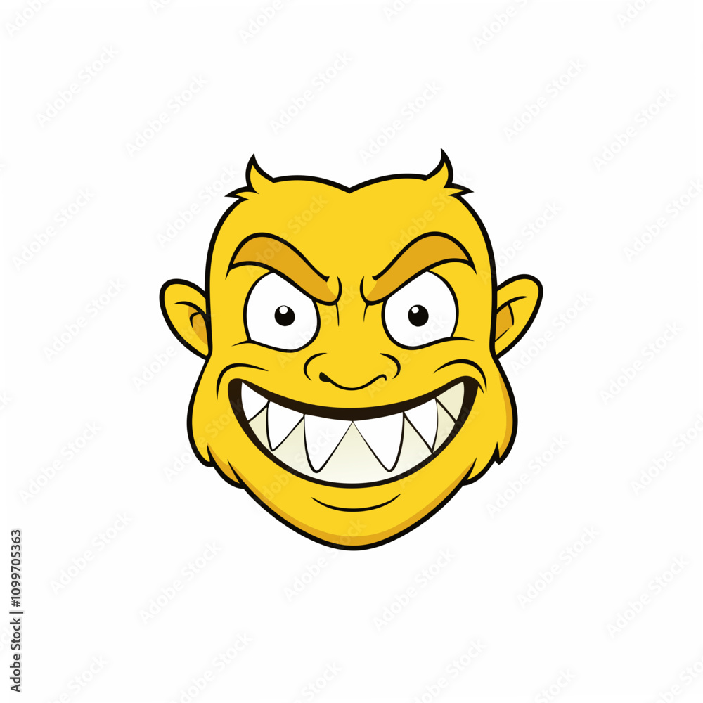 Fierce yellow emoticon vector with a snarling face and intense eyes ...