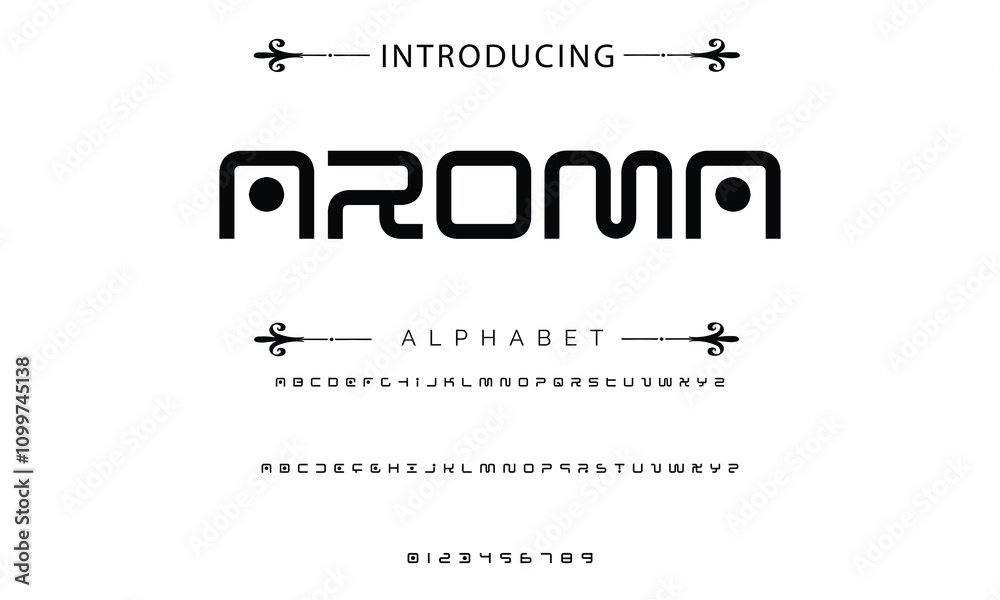 Modern techno font, futuristic line type of english alphabet letters ...