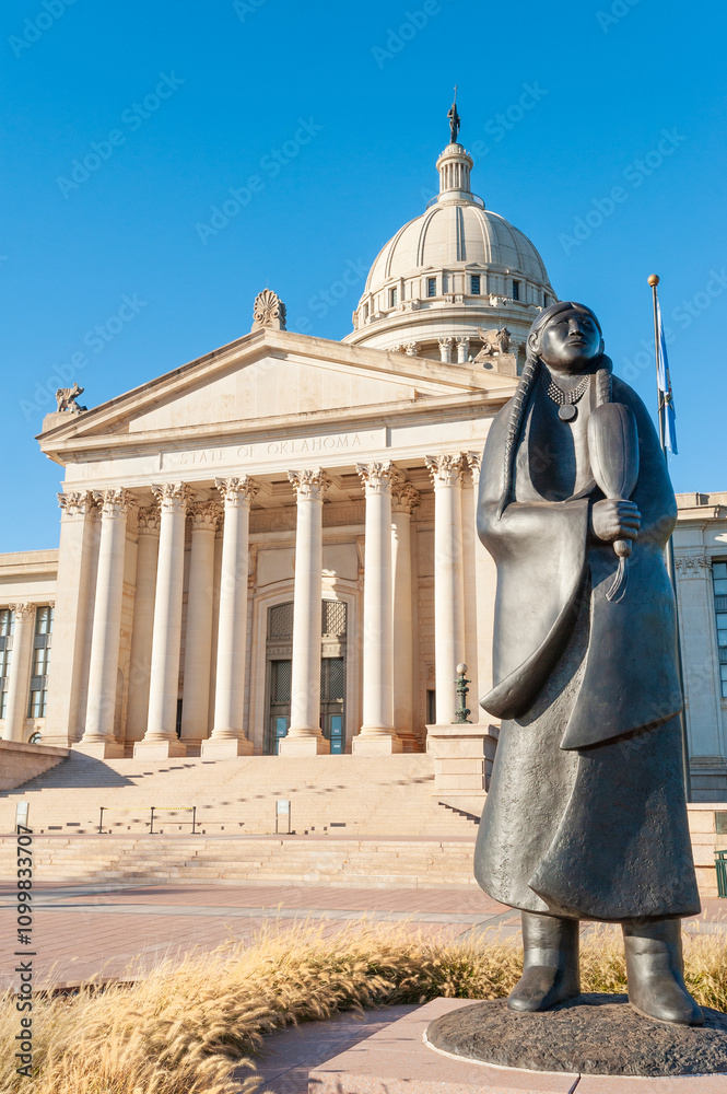 State Capitol and As Long as the Waters Flow monument in Oklahoma city ...