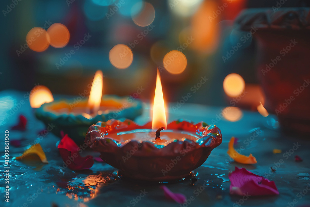 Generative AI Image of Traditional Diwali Festival of Lights with Oil ...
