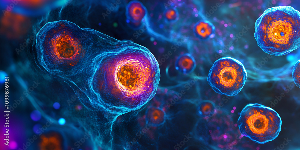 Microscopic Cellular Universe: A vibrant, abstract close-up of cells ...