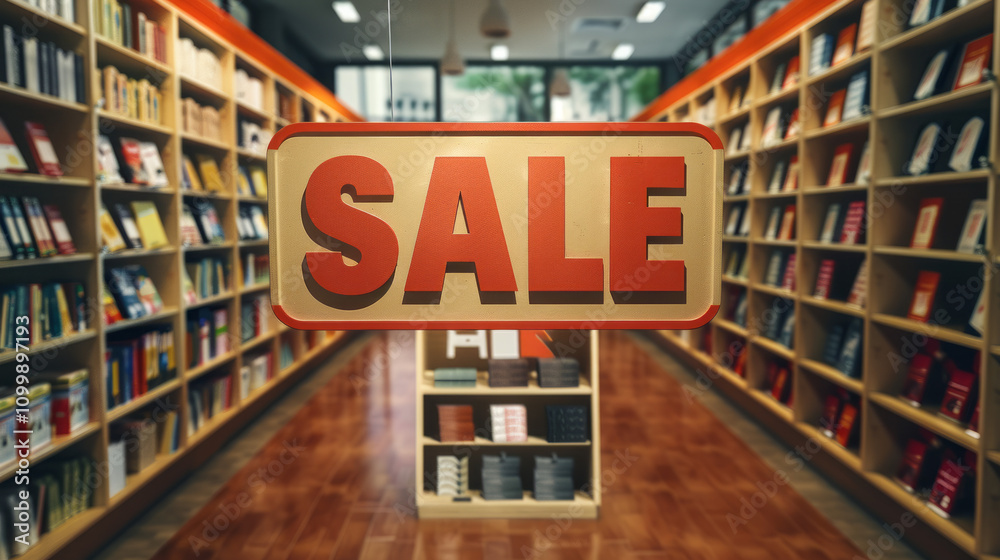 discount sign with big bold letters "SALE" in the center of the frame ...