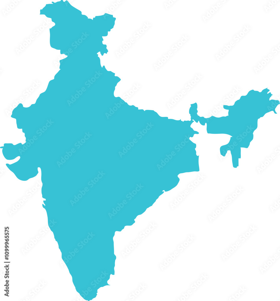 India MAP in Blue, Country Map, India, Border Map, Border line of India ...