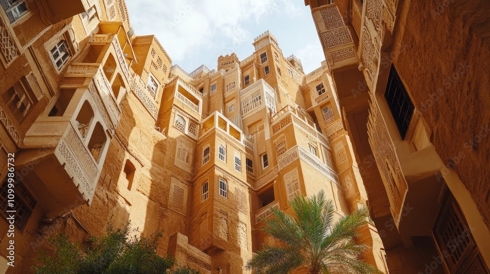 A scenic shot of Diriyah mud-brick buildings in Riyadh, showcasing the ...