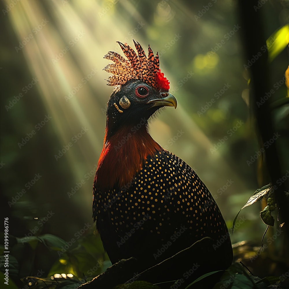 A magnificent Bornean Crested Fireback, scientifically known as Lophura ...