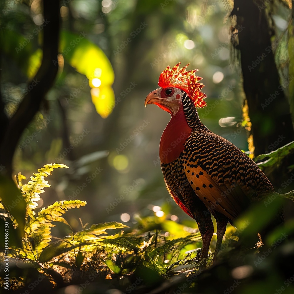 A magnificent Bornean Crested Fireback, scientifically known as Lophura ...