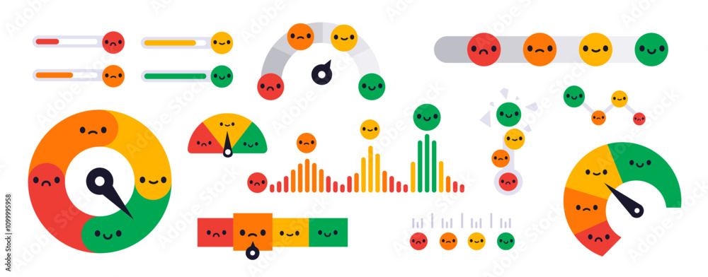 Customer satisfaction meter. Measurement scales. Positive or negative ...