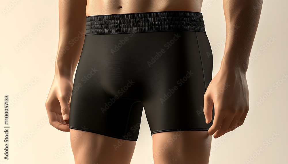 Matte black solid-color men's boxers mockup displayed with crisp ...