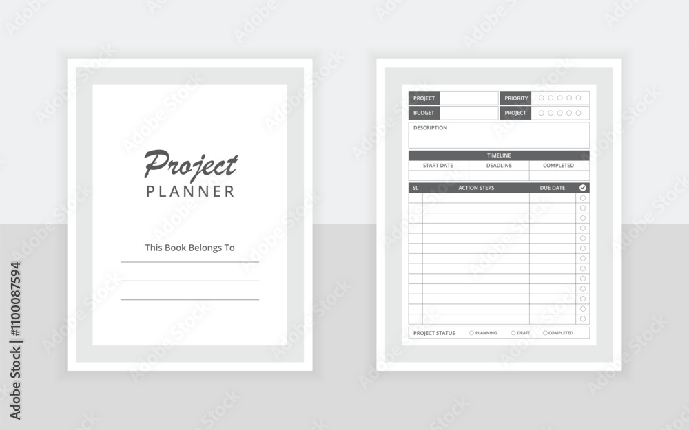 Project planner template. Daily planner vector kdp printable design ...