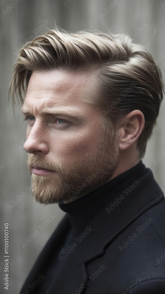 Stylish Man with Blonde Hair and Beard in Profile: A Portrait of ...
