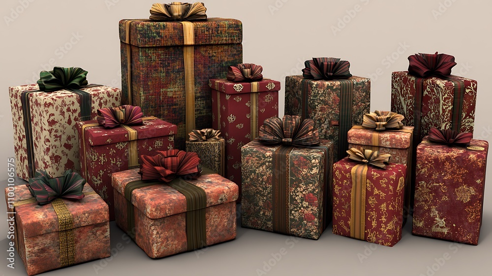 17. A clipart set of wrapped presents in various sizes and patterns ...