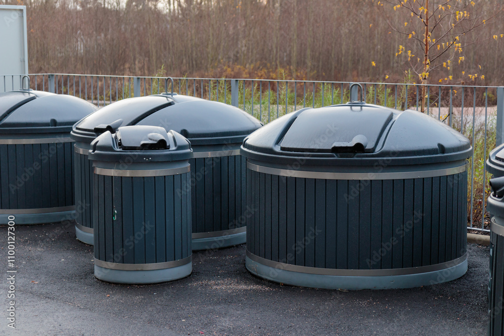 Plastic containers for separate waste collection. Bins for garbage ...