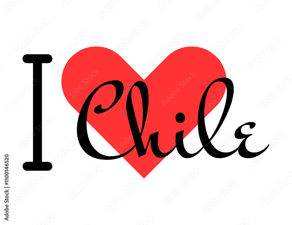 I love Chile. Hand drawn letters with red heart. Vector illustration ...