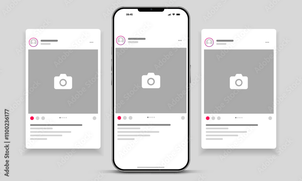 Social media carousel post template mockup. Mobile app interface with ...