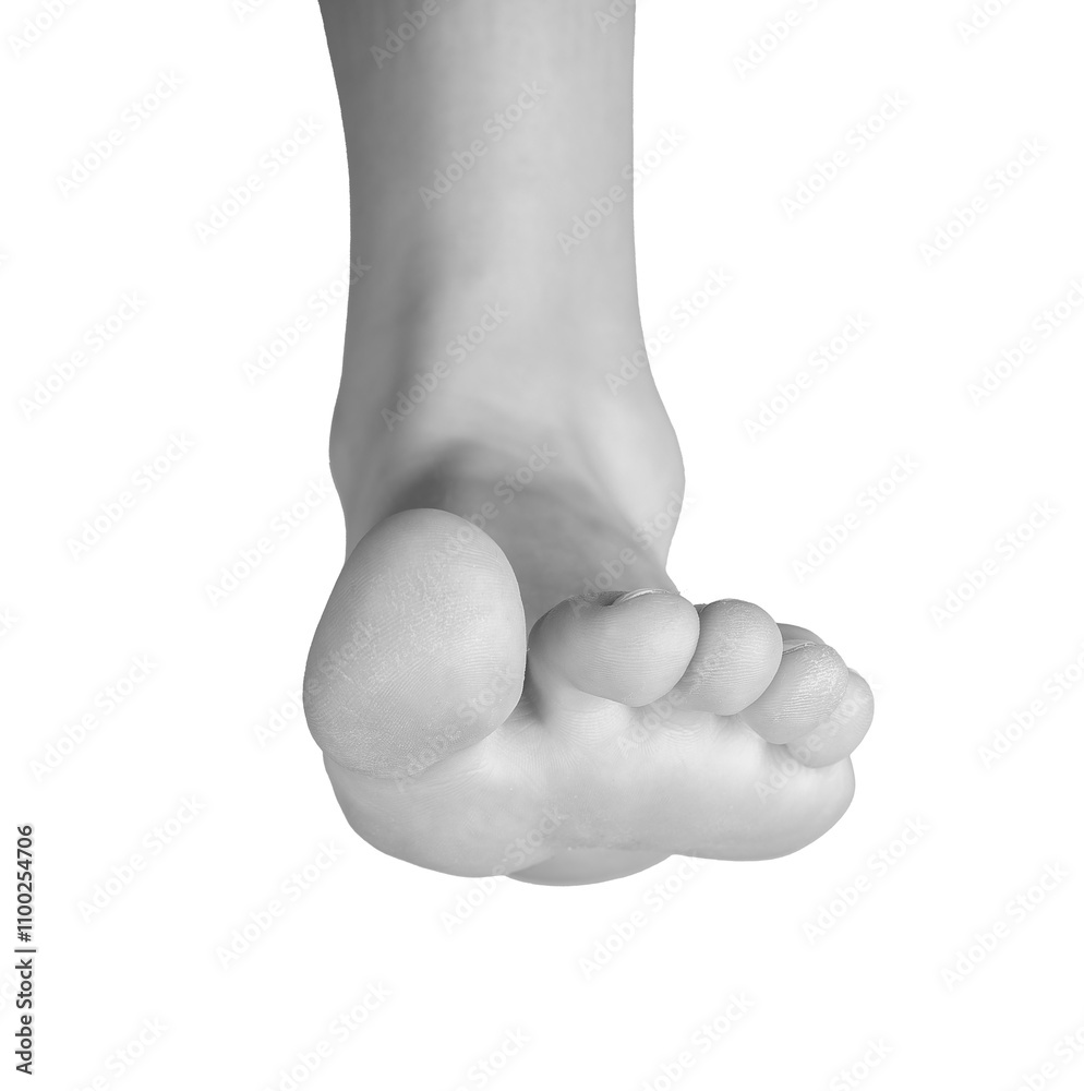 Barefoot woman walking forward. Anatomy of feet and legs in motion ...