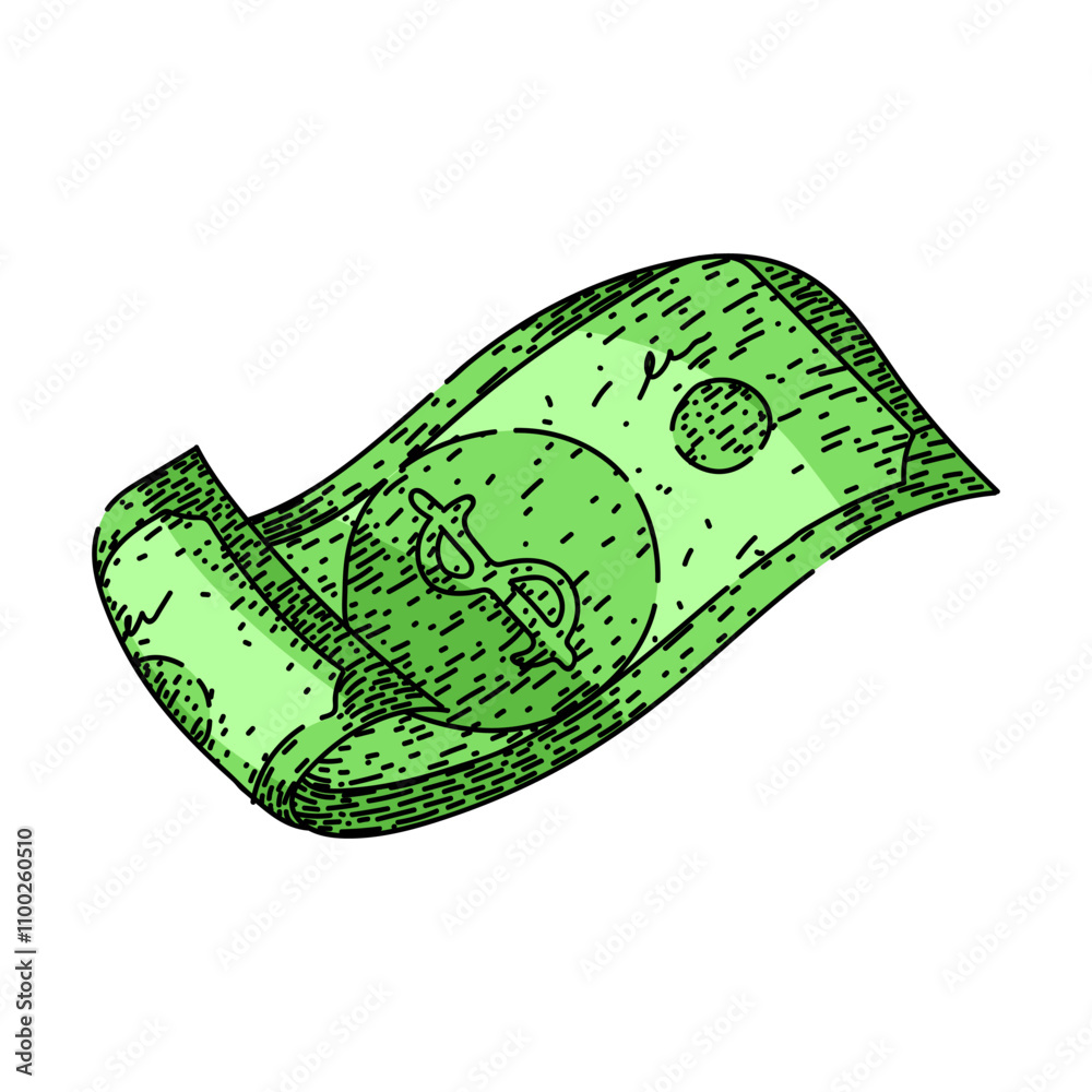 banknote dollar bill hand drawn. finance trade, exchange wealth, value ...