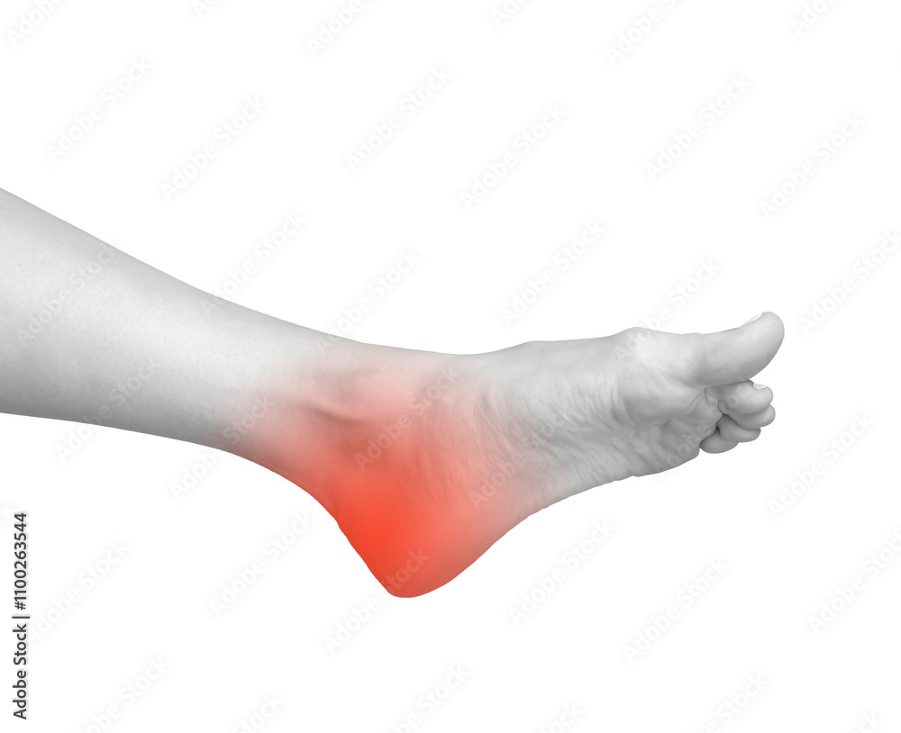 Foot pain, heel ache, joint problem, and neuropathy symptoms. Red ...