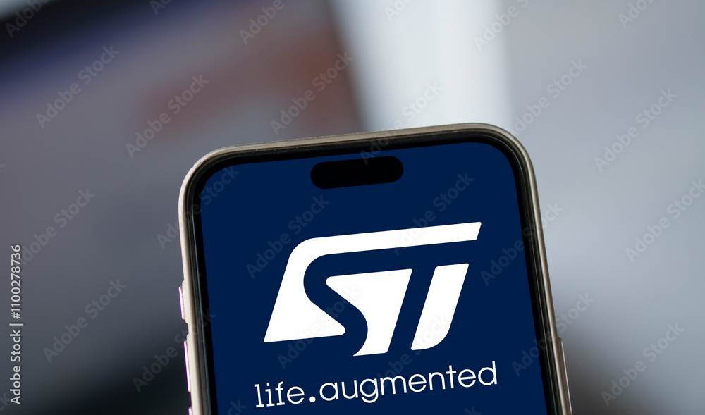 Dhaka, Bangladesh- 23 Nov 2024: STMicroelectronics logo is displayed on ...