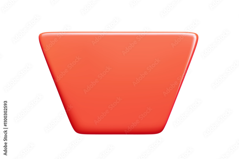 Shiny red trapezoid with polished surface. Sleek 3d vector banner ...