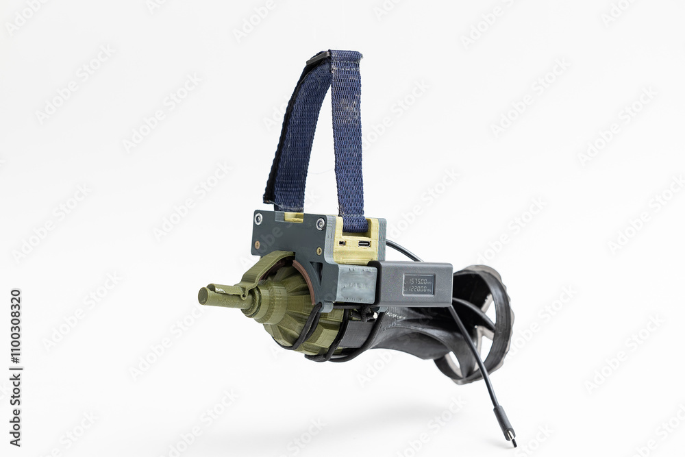 Controlled grenade release mechanism for drone for army on white ...