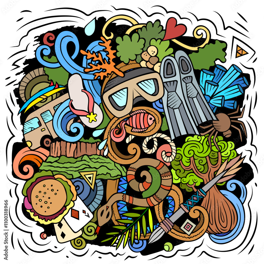 Australia cartoon vector doodle illutraditional symbols. Australian ...