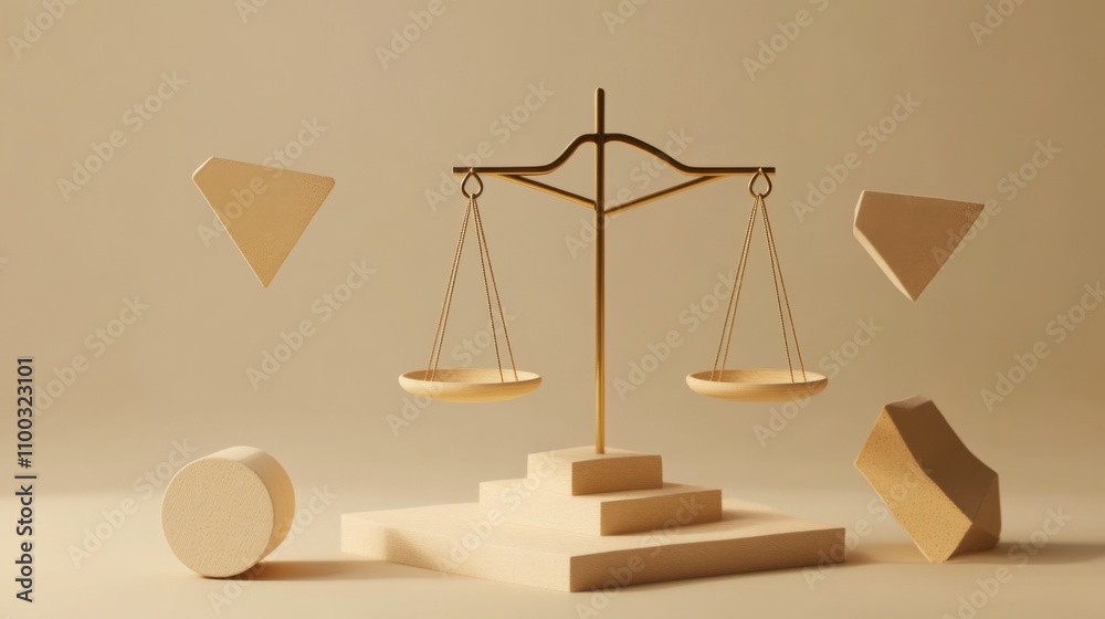 Symbolic depiction of social justice with a balanced scale made of ...
