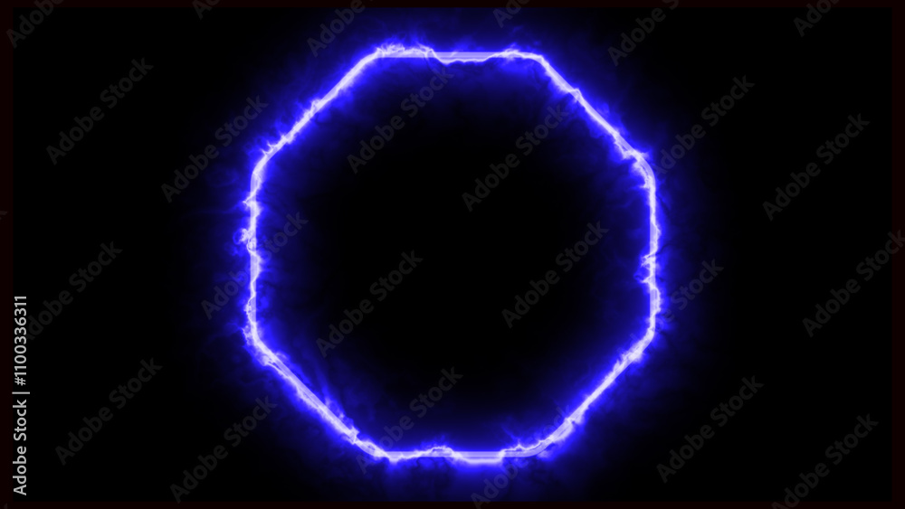 Background of circular circle of fire. A black background with plasma ...