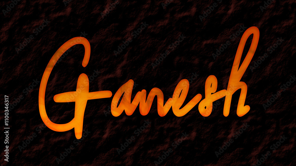 3D fire text effect of Hidi name Ganesh on dark background. Stock ...