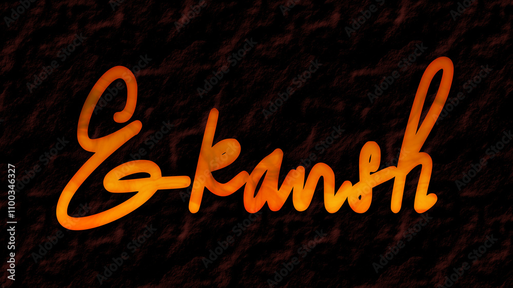 3D fire text effect of Hidi name Ekansh on dark background. Stock ...
