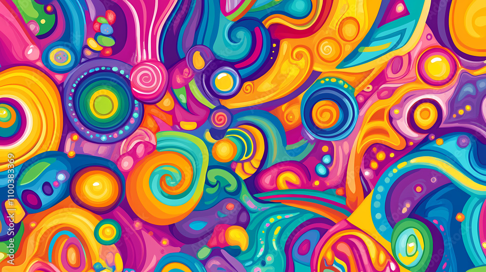 Design art background showcasing a kaleidoscope of bright, psychedelic ...