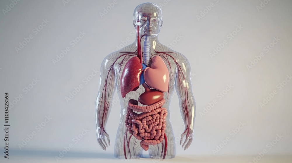 Anatomical Illustration of Human Body Organs in Transparent Figure ...